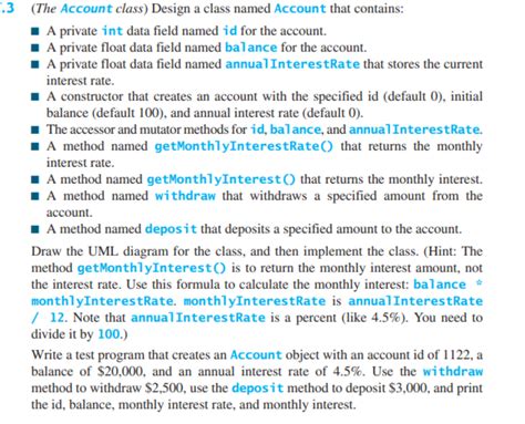 Solved 3 The Account Class Design A Class Named Account