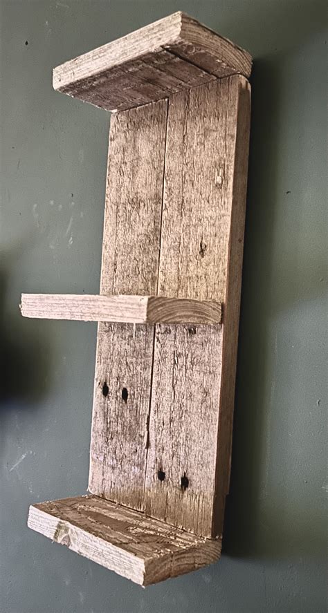 Basic Three Tiered Display Shelf Unit Made With Rustic Chunky Pallet