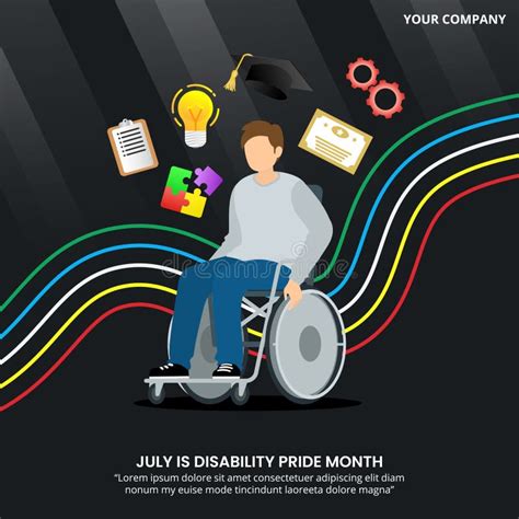 Disability Pride Month Design With Disability And Accomplishment Stock