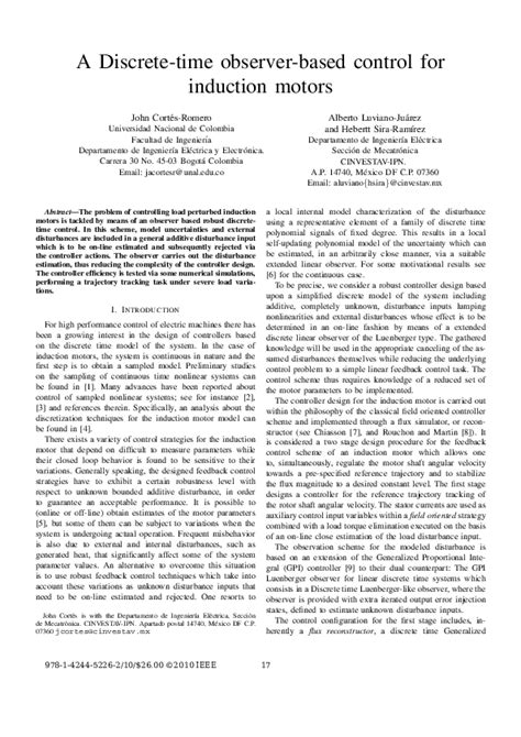 Pdf A Discrete Time Observer Based Control For Induction Motors