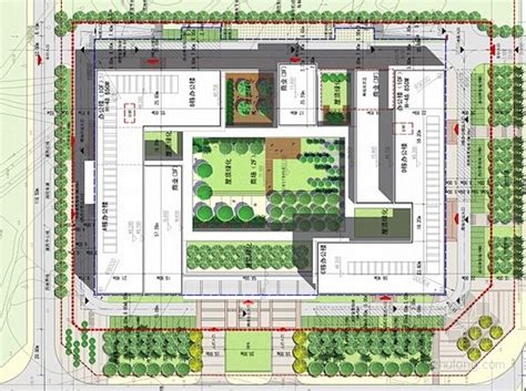 现代风格高层办公楼建筑设计方案总平面图 花瓣网