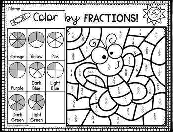 Fraction Coloring Worksheets 2nd Grade Color By Number Printables