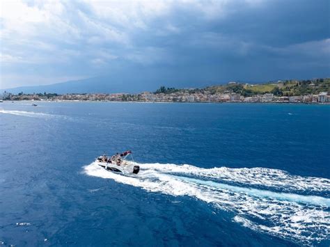 Premium Photo The Motorboat On The Mediterranean Sea In Sicily