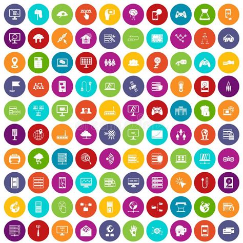 Network Icons Set Color Stock Vector Illustration Of Card Network