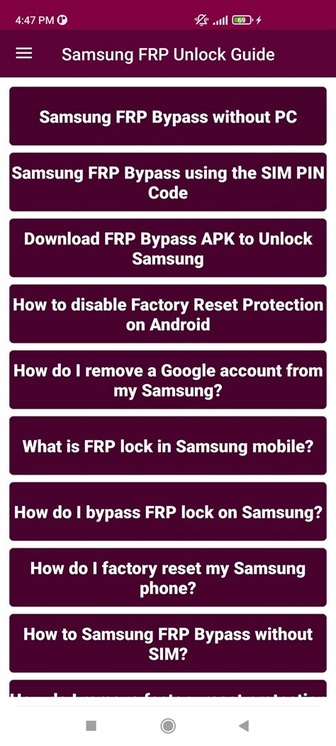 Samsung Frp Unlock Guide Apk للاندرويد تنزيل