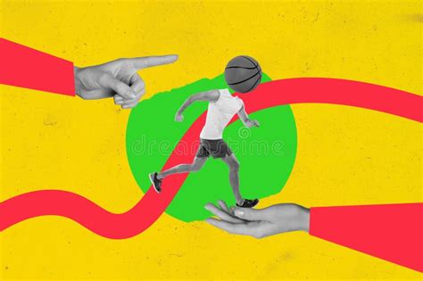 Collage De Fotos Compuesto De Deportistas En Lugar De Cabeza Partido De
