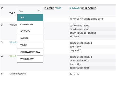 Event Filter Dropdown Does Not Include Marker Recorded Events Issue Temporalio Ui GitHub