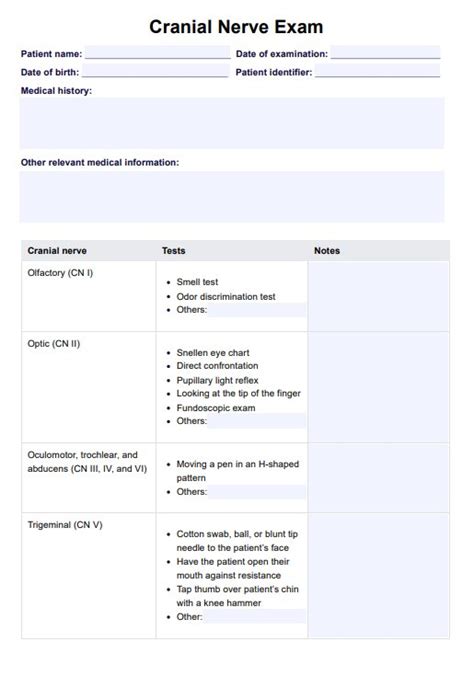 Cranial Nerve Exam Cranial Nerve Exam