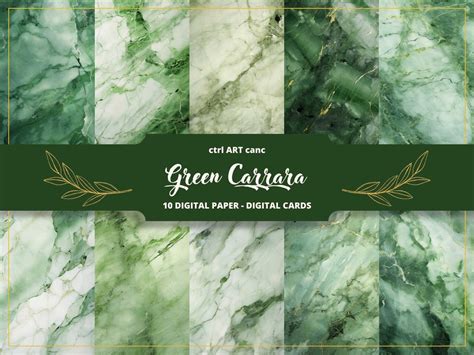 Green Marble Digital Paper Carrara Marble Printable Paper For Junk