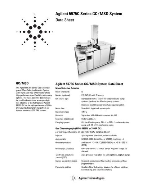 Agilent 5975c Series Gc Msd System Data Sheet