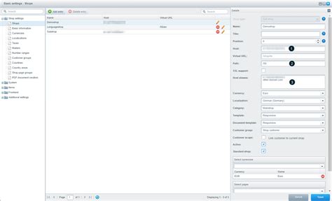 Shopware 5 Settings Shop Settings Shops