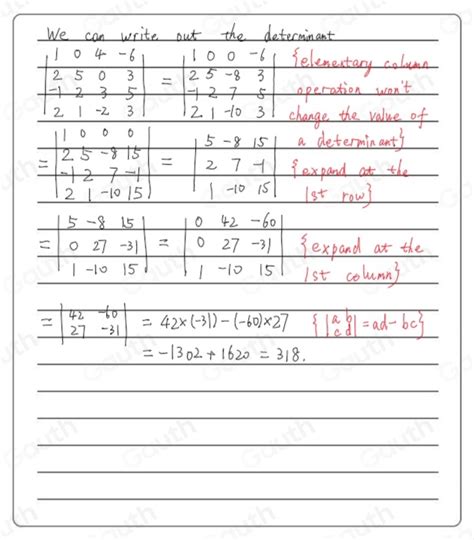 Solved 7 Find The Determinant Of The 4x4 Matrix [math]
