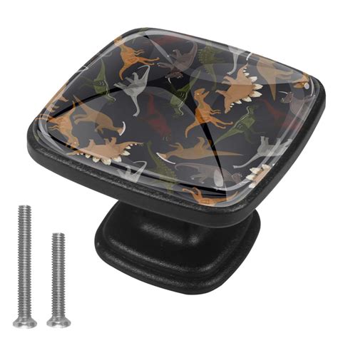 4 Pcs Cabinet Handle Drawer Pulls Dinosaur Knobs With Screws Square Furniture Office Cabinet