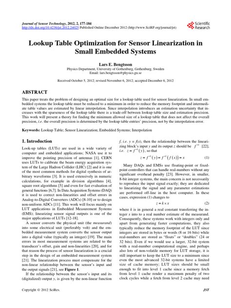 lookup table optimization for sensor linearization pdf