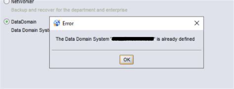 Nmc Adding Data Domain System Reports The Data Domain System Is Already Defined Dell Malaysia