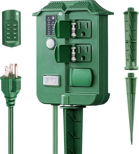 Brandclub Outdoor Light Timer Waterproof Dusk To Dawn Power Stake Timer Remote Control 6