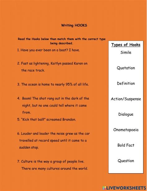 Writing Hooks Worksheet Pdf - Printable Worksheets