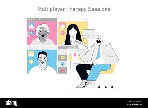 Gamification In Psychotherapy Concept Therapist Leads Online Group
