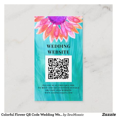 Colorful Flower QR Code Wedding Website Enclosure Zazzle