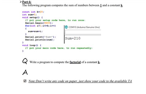 Solved Part 6 The Following Program Computes The Sum Of Chegg Com
