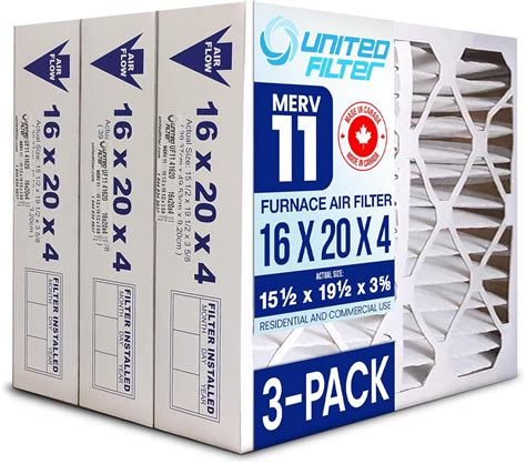16x20x4 Pleated Merv 11 Furnace Filter Case Of 3 Actual Size15 12