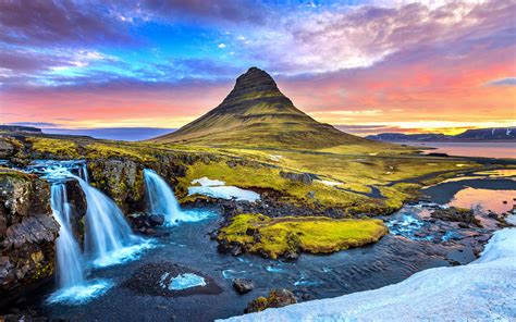 Kirkjufell Sunrise Iceland Waterfall Landscape 5k Preview