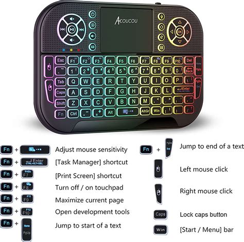 Mini 2 4ghz Backlit Wireless Keyboard Touchpad For Android Tv Box Pc 7 Colour Boredbox