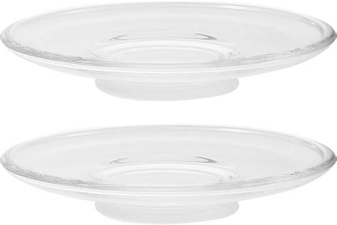 Stobok 2pcs Clear Coffee Plates Round Cup Saucers Small