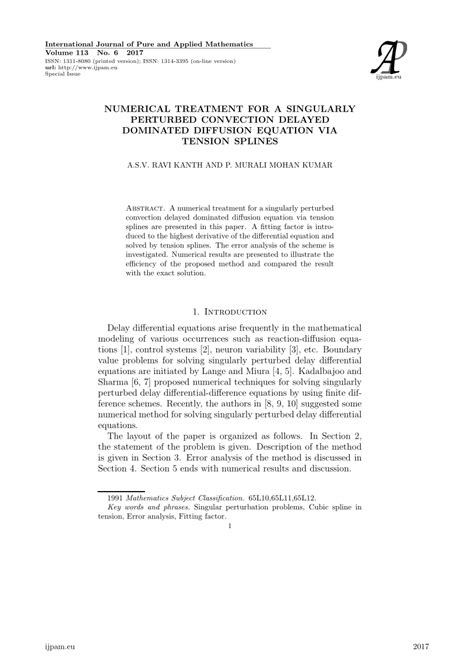 Pdf Numerical Treatment For A Singularly Perturbed Convection Delayed