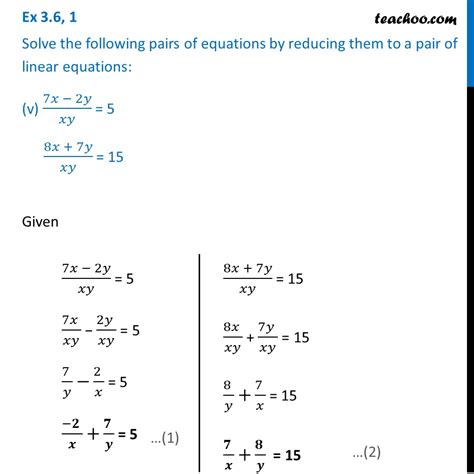 Question 1 V And Vi 7x 2y Xy 5 8x 7y Xy 15