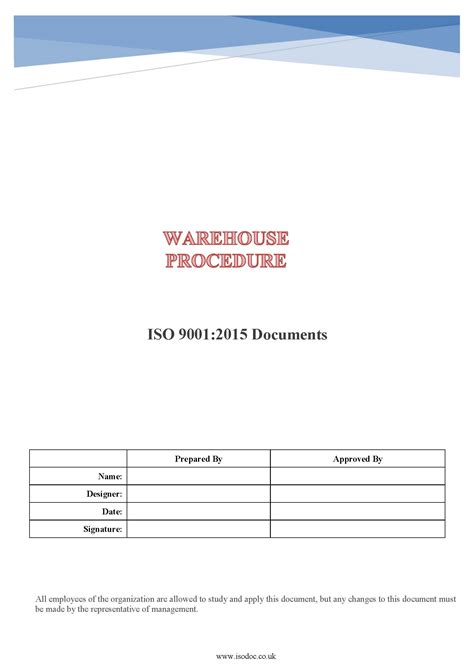 Warehouse Procedure Isodoc Group Provider Of Iso