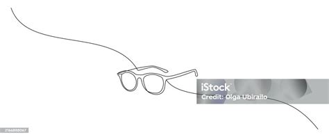 안경의 연속 선 그리기 1회 안경과 선글라스는 심플한 선형 스타일의 상징입니다 편집 가능한 스트로크의 안과 개념 낙서 벡터 일러스트 레이 션 검안에 대한 스톡 벡터 아트 및