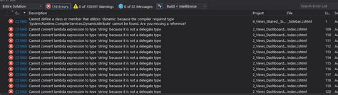 Mvc Constant Errors With Cshtml Files But Project Builds