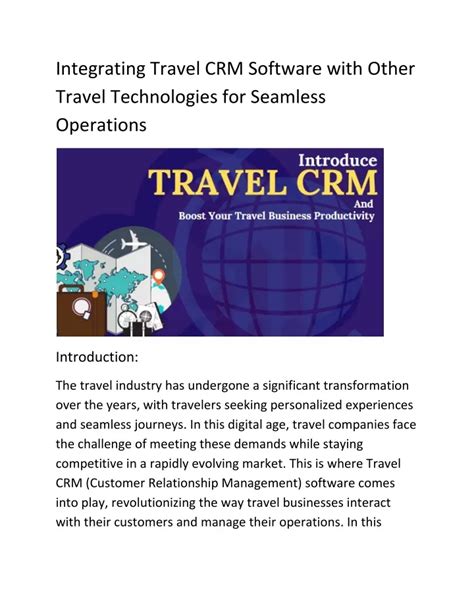 Ppt Integrating Travel Crm Software With Other Travel Technologies For Seamless Operations