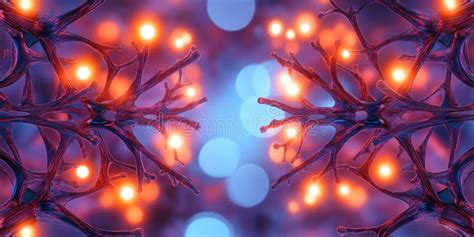Abstract Visualization Of Neural Connections With Glowing Synapses And
