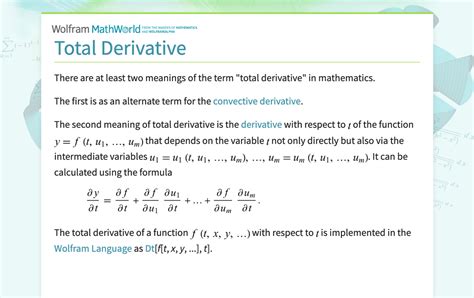 Total Derivative From Wolfram Mathworld