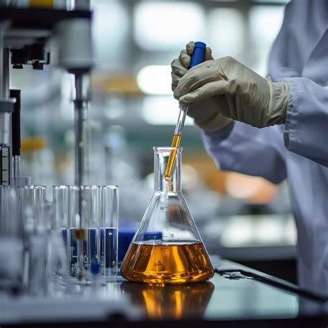 Chemist Performing Titration In Laboratory Setup Premium Ai Generated