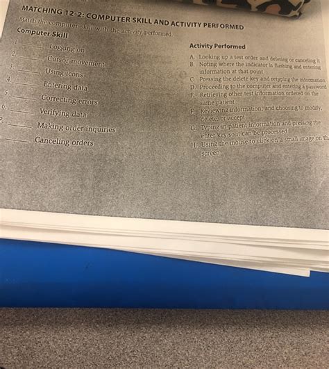 Solved Matching 12 2 Computer Skill And Activity Performed