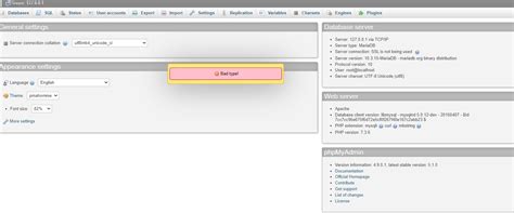 Phpmyadmin I Am Getting Bad Type Error In Localhost Phpmyaddmin