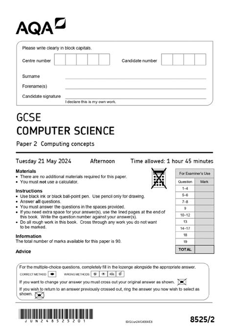 2024 aqa gcse computer science paper 2 computing concepts combined