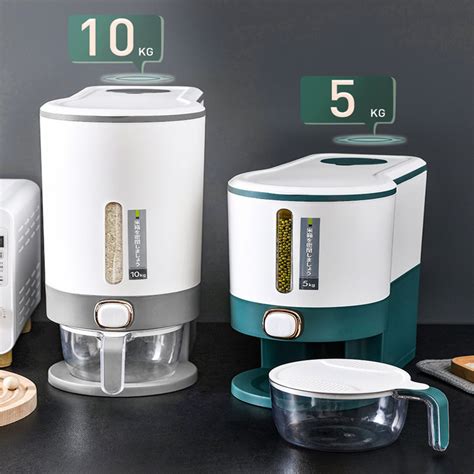 Badu Bg Кухненска влагоустойчива кутия за съхранение на ориз Автоматична кофа с преса за ориз