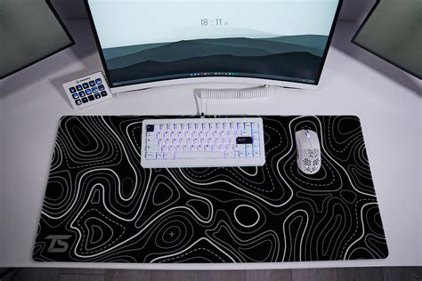 Techsource Mousepad Topo Black XL XL And XL With Stitched Edges Nonslip Rubber Base Machine