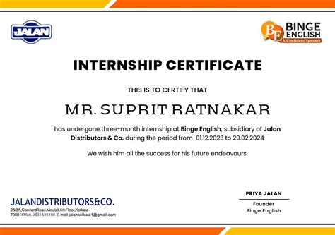 suprit ratnakar on linkedin internshipcompletion internship