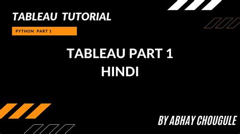 tableau part 1 [hindi] python hindi datascience youtube