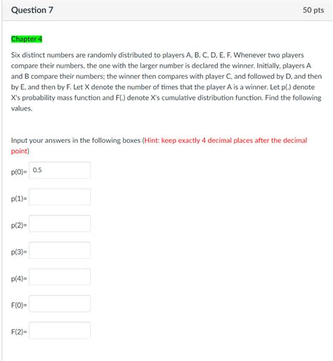 Solved Question 7 50 Pts Chapter 4 Six Distinct Numbers Are