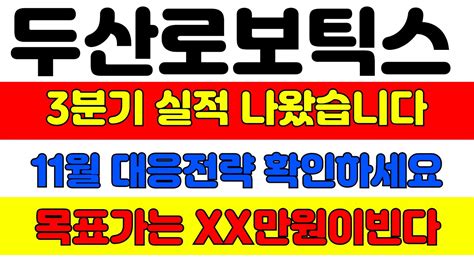 두산로보틱스 분석 3분기 실적 발표 이후 이렇게 대응하시면 됩니다 목표가 Xx만원 이 패턴 하나만 보세요 두산로보틱스 두산로보틱스주가 두산로보틱스주가전망