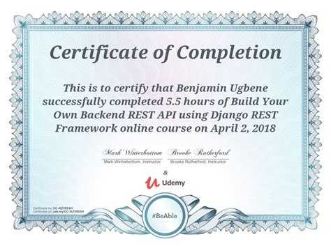 Benjamin Ugbene On Linkedin Completion Certificate For Build Your Own Backend Rest Api Using
