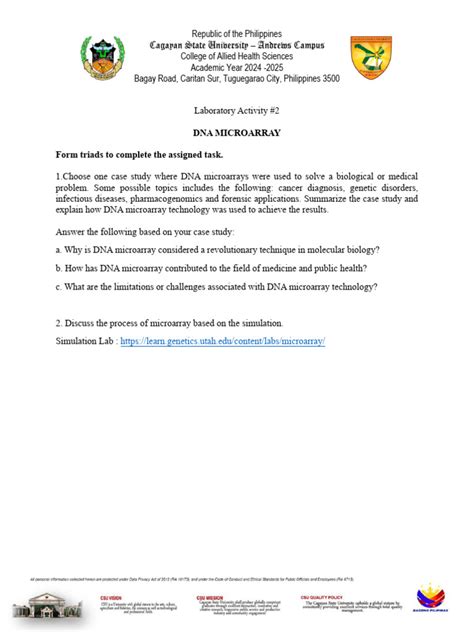 laboratory activity dna microarray pdf