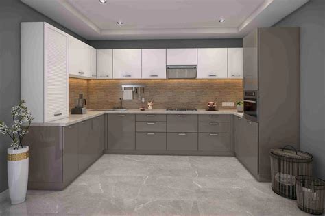 Grey U Shaped Modular Kitchen Sleek And Sophisticated
