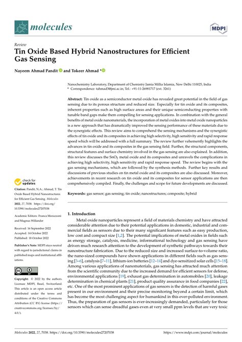 Pdf Tin Oxide Based Hybrid Nanostructures For Efficient Gas Sensing